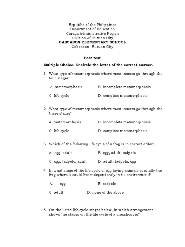 Pre Test | PDF | Frog | Pupa