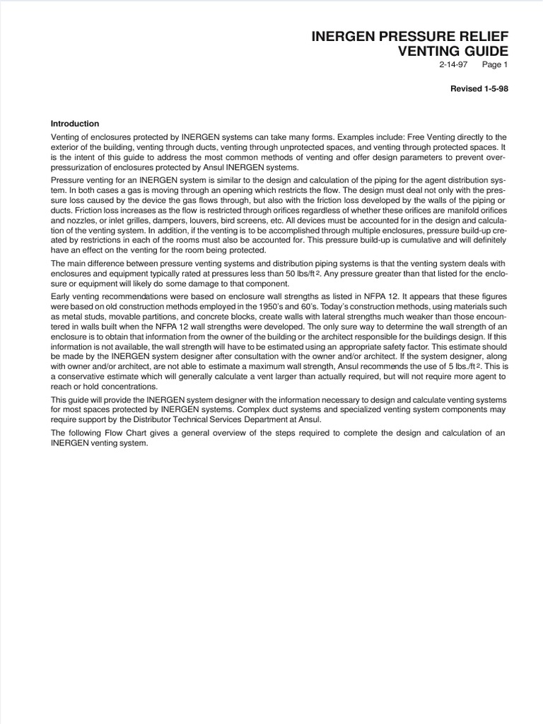 Fdocuments - in - Inergen Pressure Relief Venting Guide | PDF | Duct (Flow) | Flow Measurement