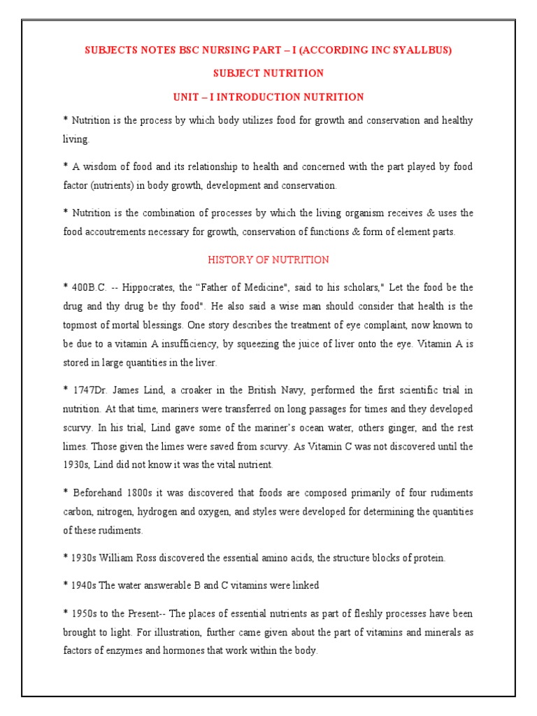 Subjects Notes BSC Nursing Part - I (According Inc Syallbus) Subject ...