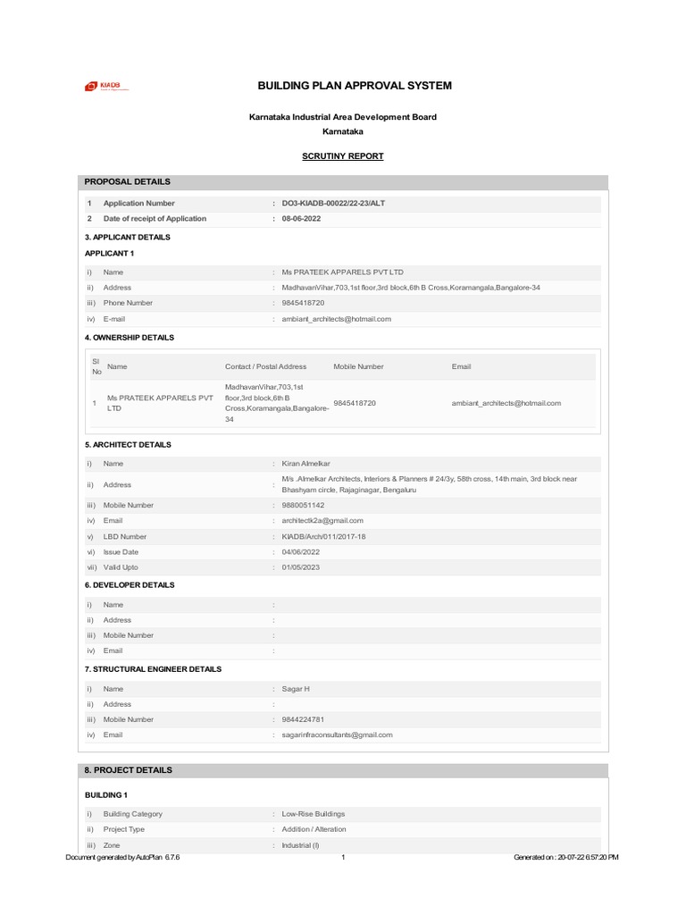 Building Plan Approval System: Karnataka Industrial Area Development ...