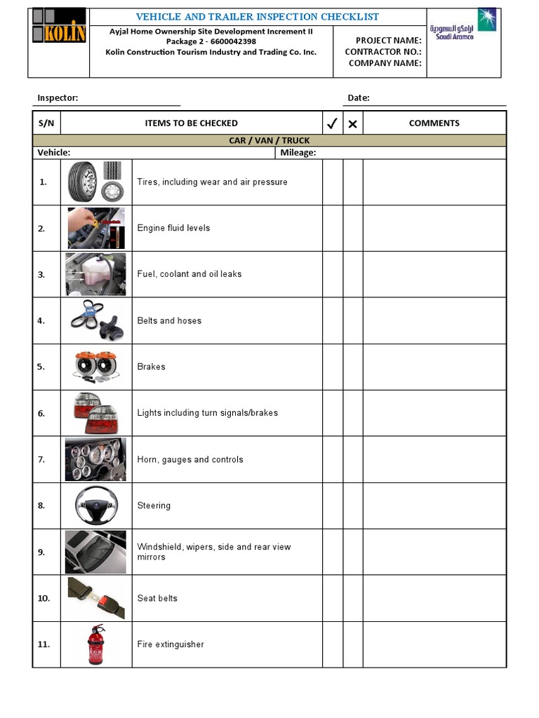 Printable Trailer Inspection Form Template