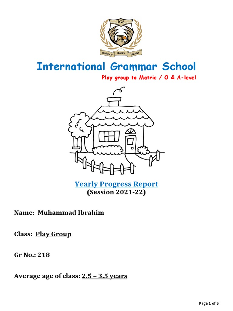 Play Group Report Card New | PDF | Cognitive Science | Cognition