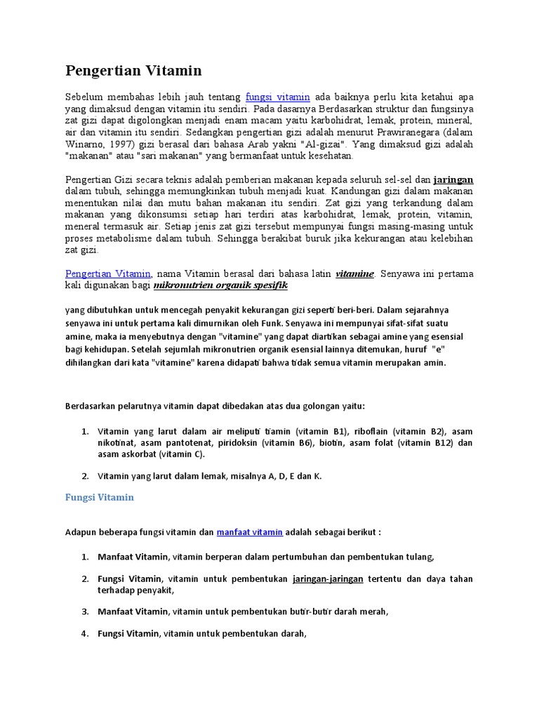 Pengertian Vitamin | PDF | Kesehatan Holistik