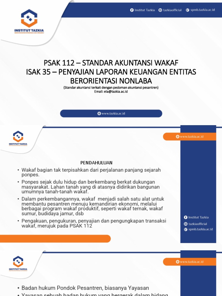 Materi Sesi 2. PSAK 112 Tentang Wakaf Dan ISAK 35 | PDF