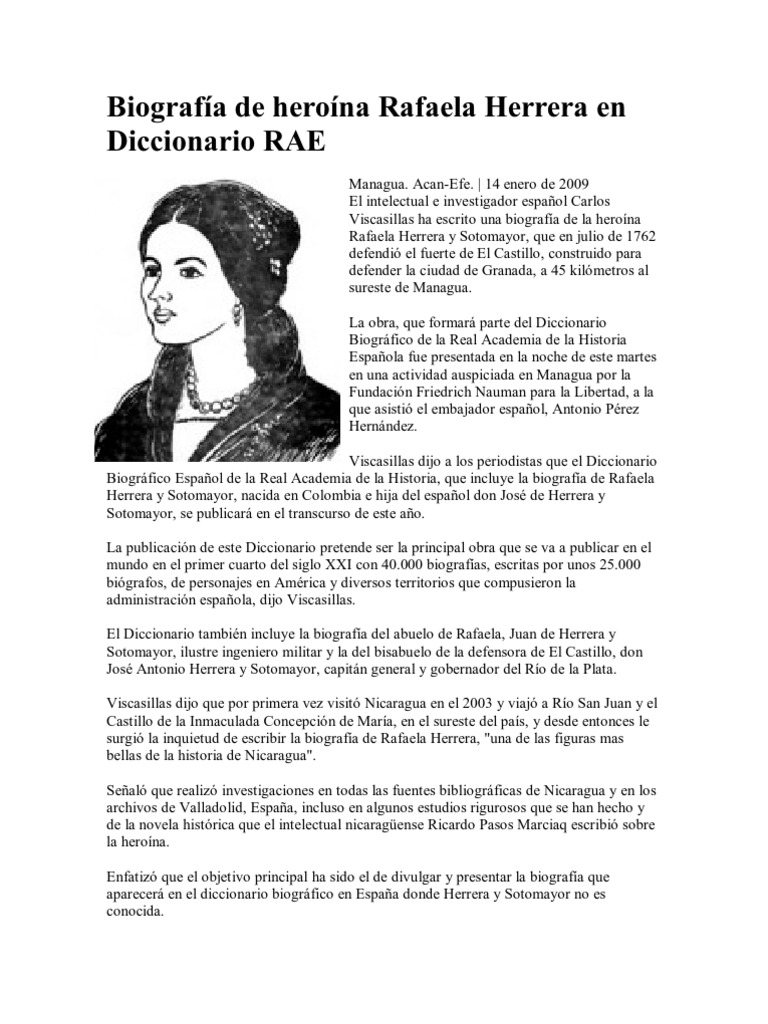 Biografía de Heroína Rafaela Herrera en Diccionario RAE | PDF | Biografía | Agitación