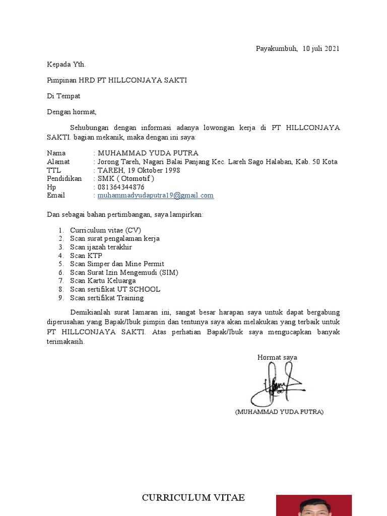 Curriculum Vitae: (Muhammad Yuda Putra) | PDF | Karier & Perkembangan
