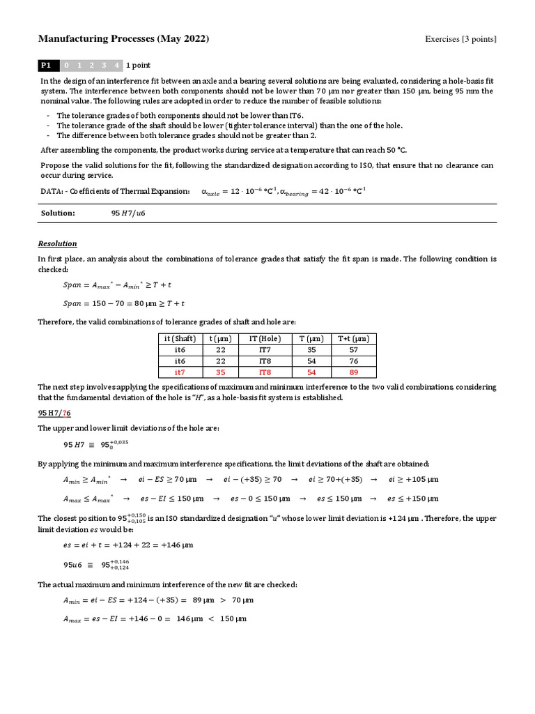 MP May 2022 (Resolution of Exercises) | PDF | Engineering Tolerance ...