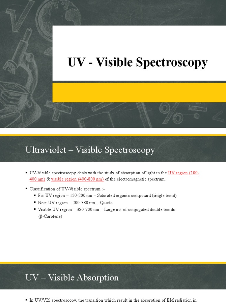 UV Visible Spectros | PDF | Ultraviolet–Visible Spectroscopy | Spectroscopy