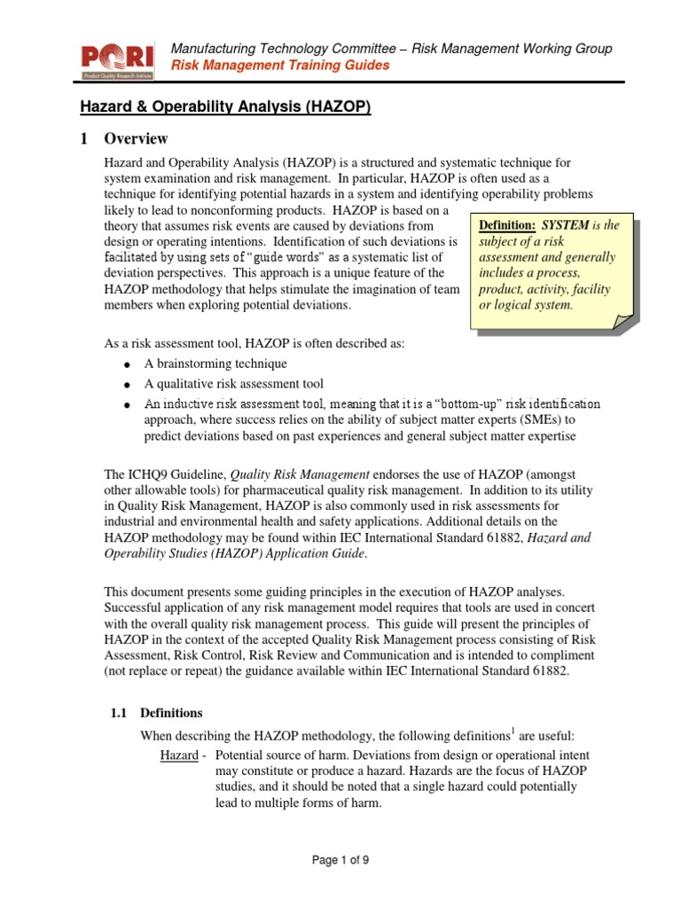 HAZOP Guide | PDF | Risk | Risk Management