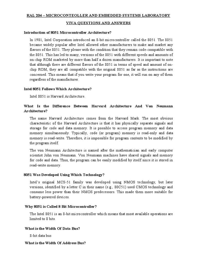 Viva Questions Pdf Microcontroller Read Only Memory 9262