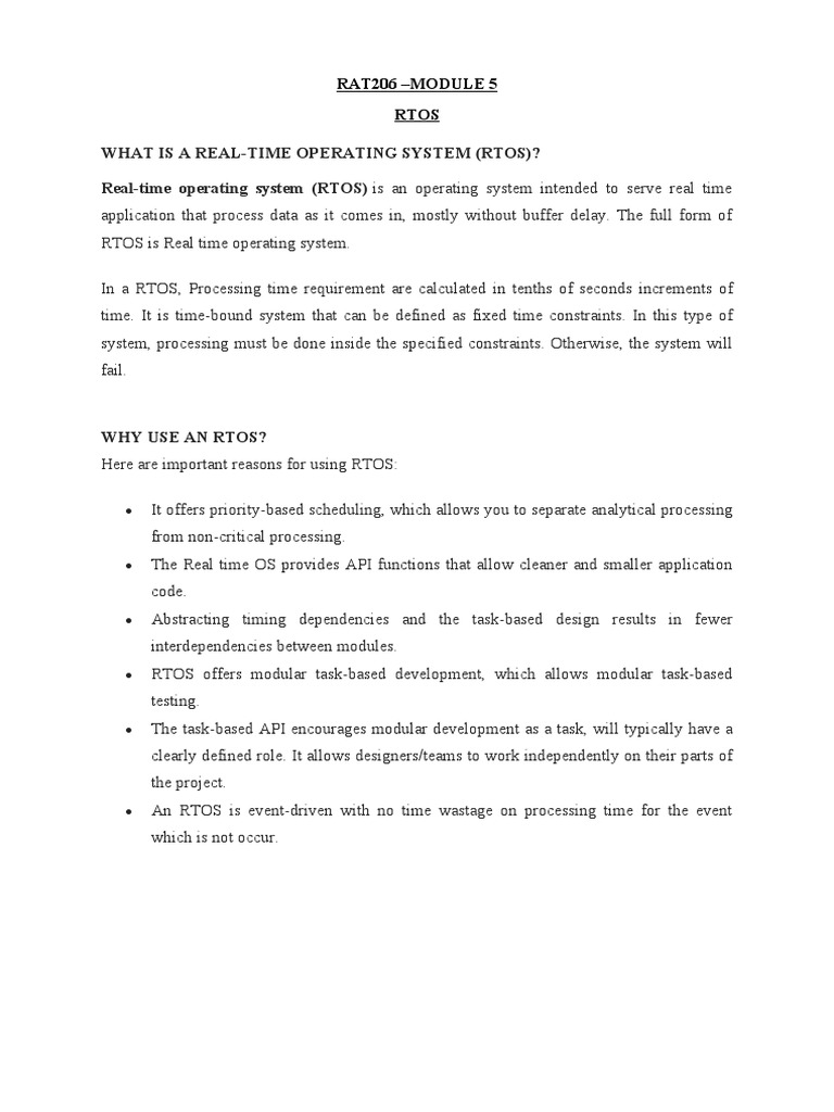 Module 5.2 Notes - RTOS | PDF | Real Time Computing | Operating System