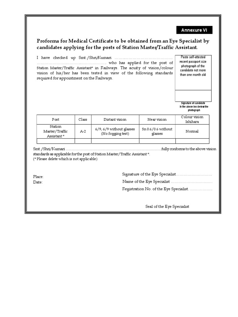 Ophthalmologist Medical Certificate | PDF | Vision