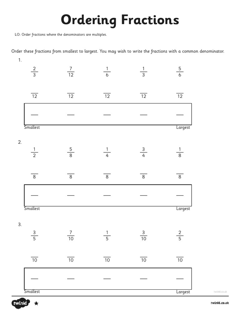 Ordering Fractions from Smallest to Largest | PDF | Division ...