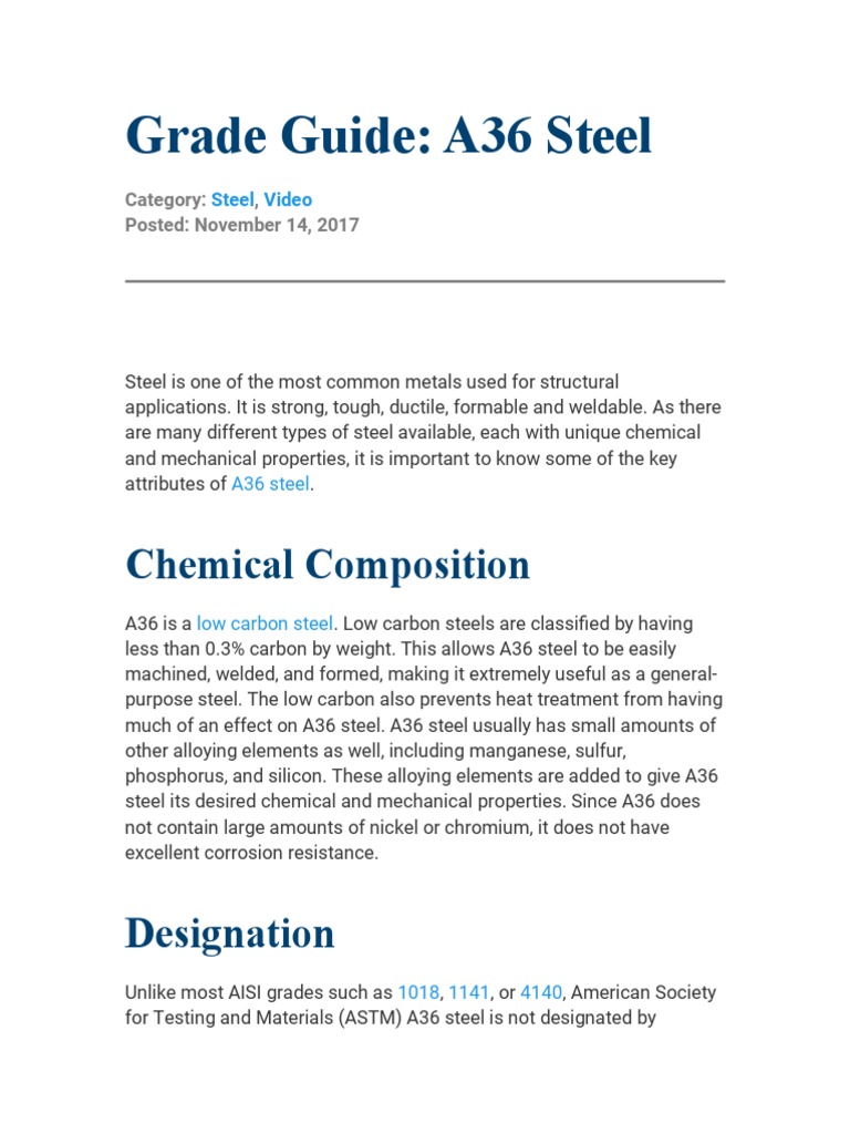 Grade Guide A36 Steel | PDF | Steel | Strength Of Materials