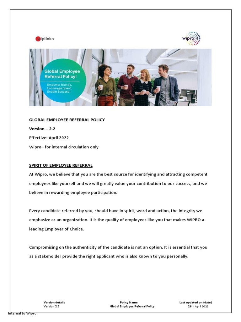 Employee Referral POLICY 2.2 | PDF | Recruitment | Employment