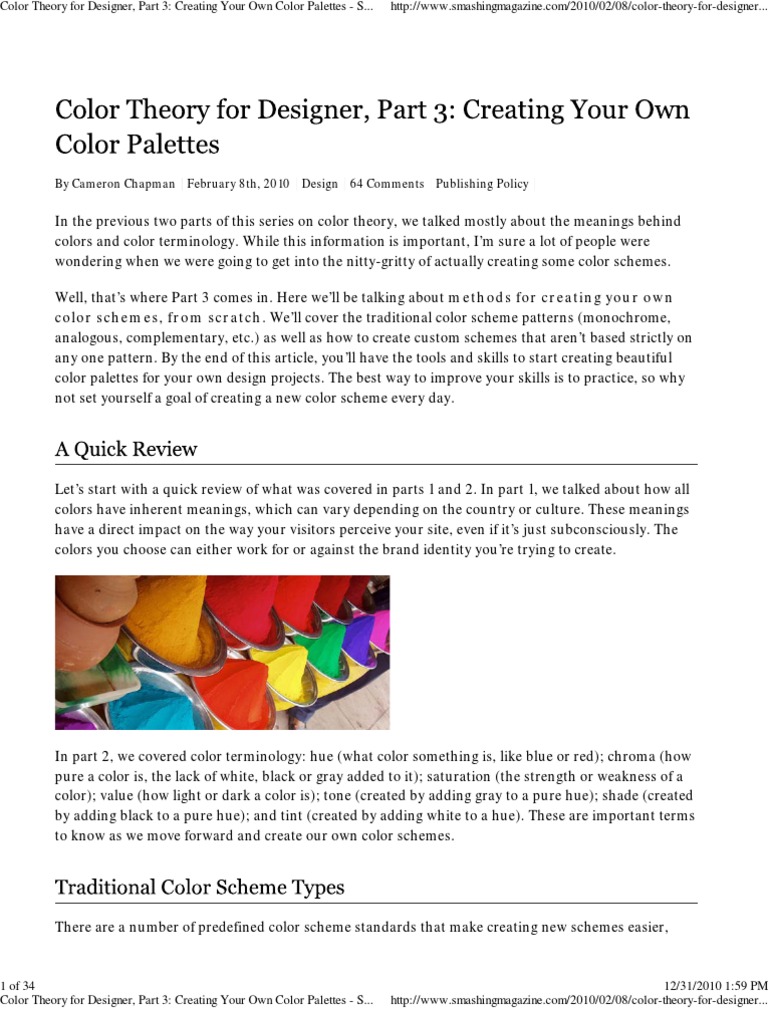 Color Theory For Designer | PDF | Hue | Vision
