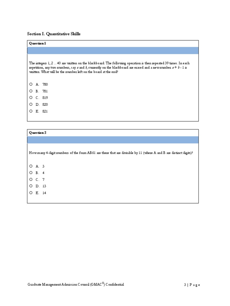 Quantitative Skill | PDF | Graduate Management Admission Test | Mathematics