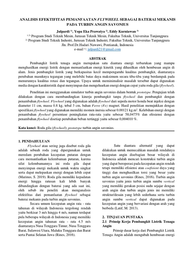 Penerapan Flywheel Pada Turbin Angin | PDF