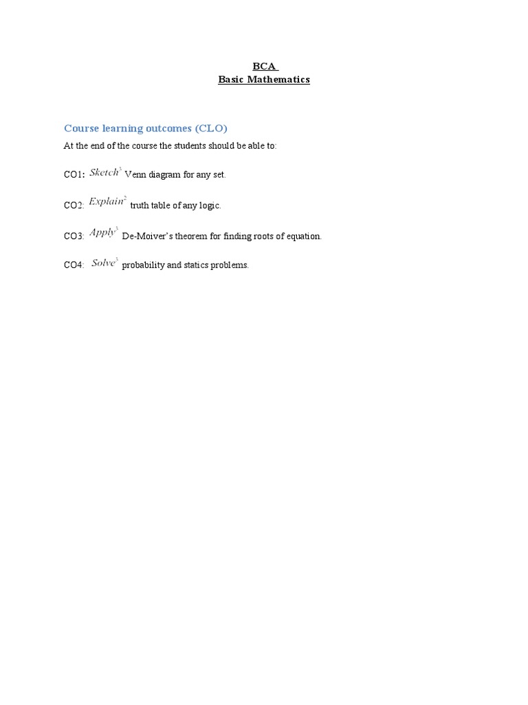 BCA - Syllabus Maths | Download Free PDF | Set (Mathematics) | Mathematics