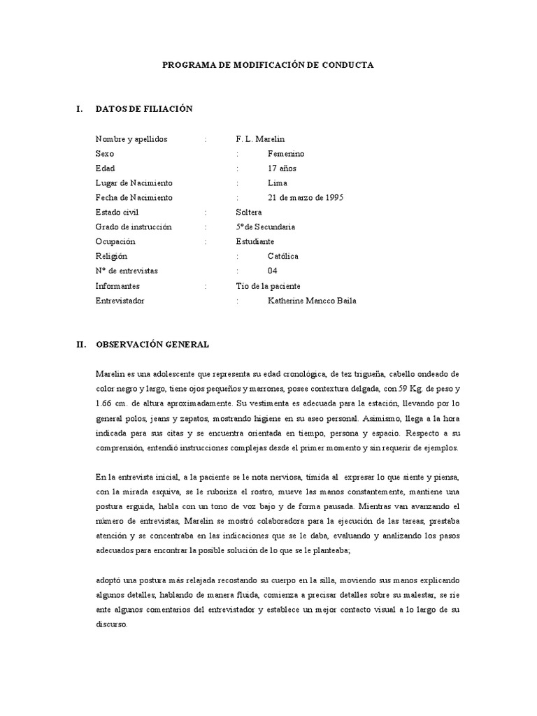 Programa de Modificacion de Conducta | PDF | Comportamiento ...