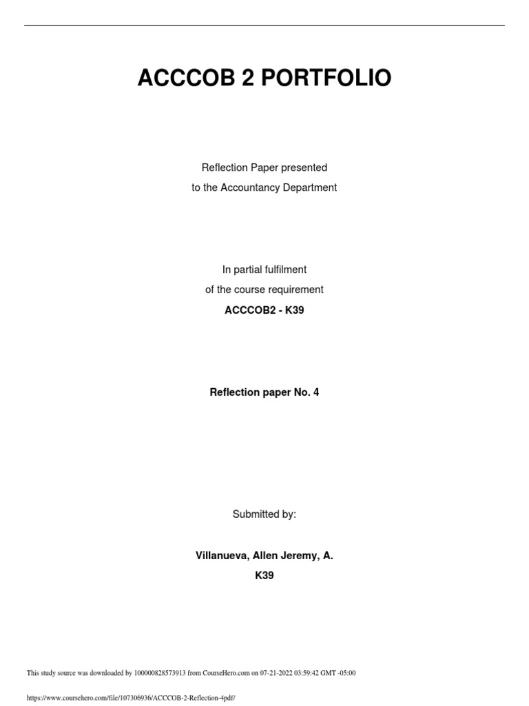 Acccob 2 Portfolio: Reflection Paper Presented To The Accountancy ...