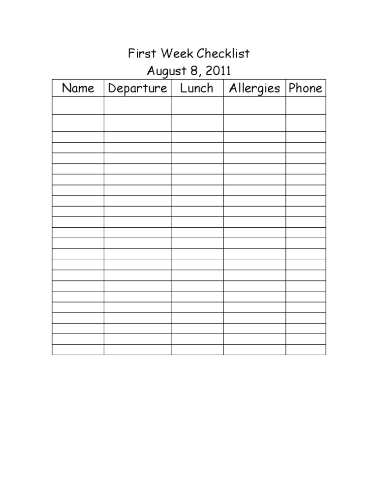 First Day Checklist | PDF