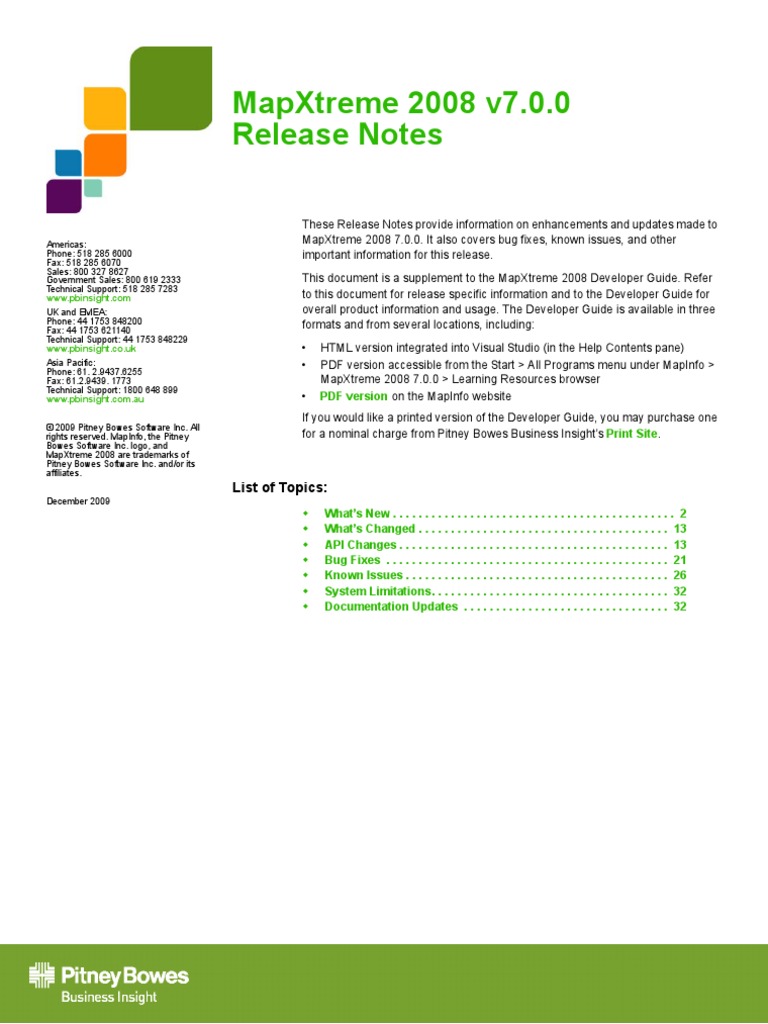 MapXtreme2008 700 Releasenotes | PDF | Geodesy | Data
