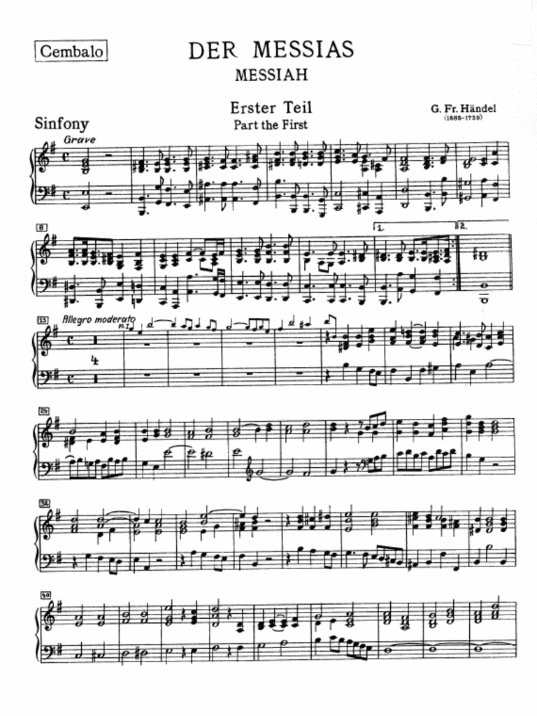 Handel - Messiah Complete - (Harpsichord Continuo Part) | PDF