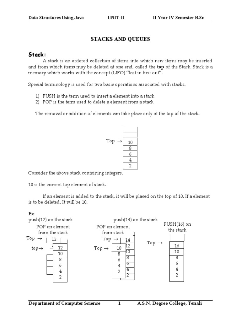 UNIT - II (Stacks and Queues) | PDF | Queue (Abstract Data Type) | Applied Mathematics
