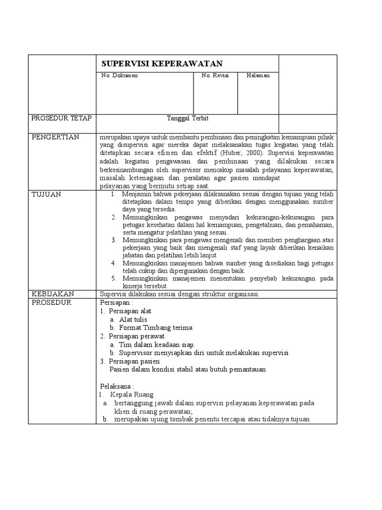 Spo Supervisi Keperawatan | PDF