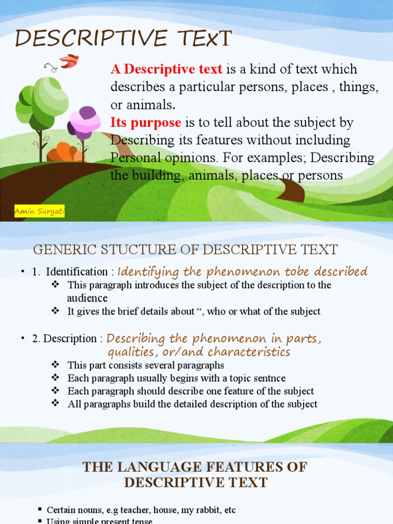 A Descriptive Text Its Purpose | PDF | Subject (Grammar) | Verb