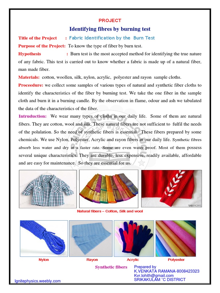 Identifying Fibres by Burning Test | PDF | Textiles | Fibers