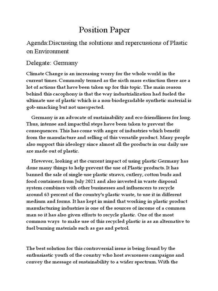 Position Paper: Agenda:Discussing The Solutions and Repercussions of ...