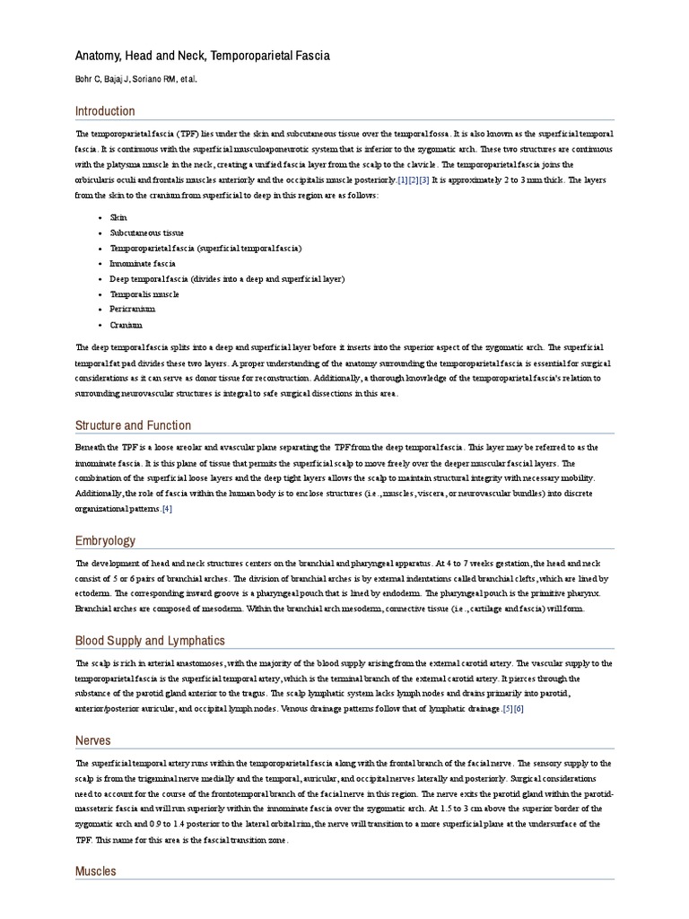 Anatomy, Head and Neck, Temporoparietal Fascia - StatPearls - NCBI ...