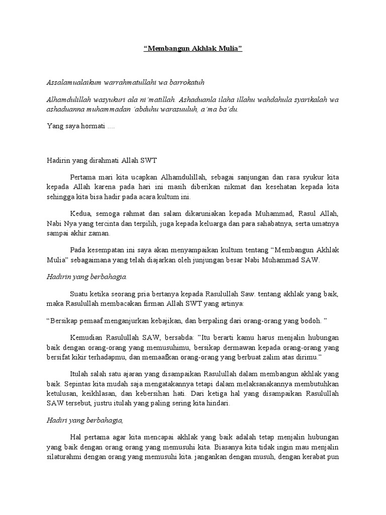 Membangun Akhlak Mulia | PDF