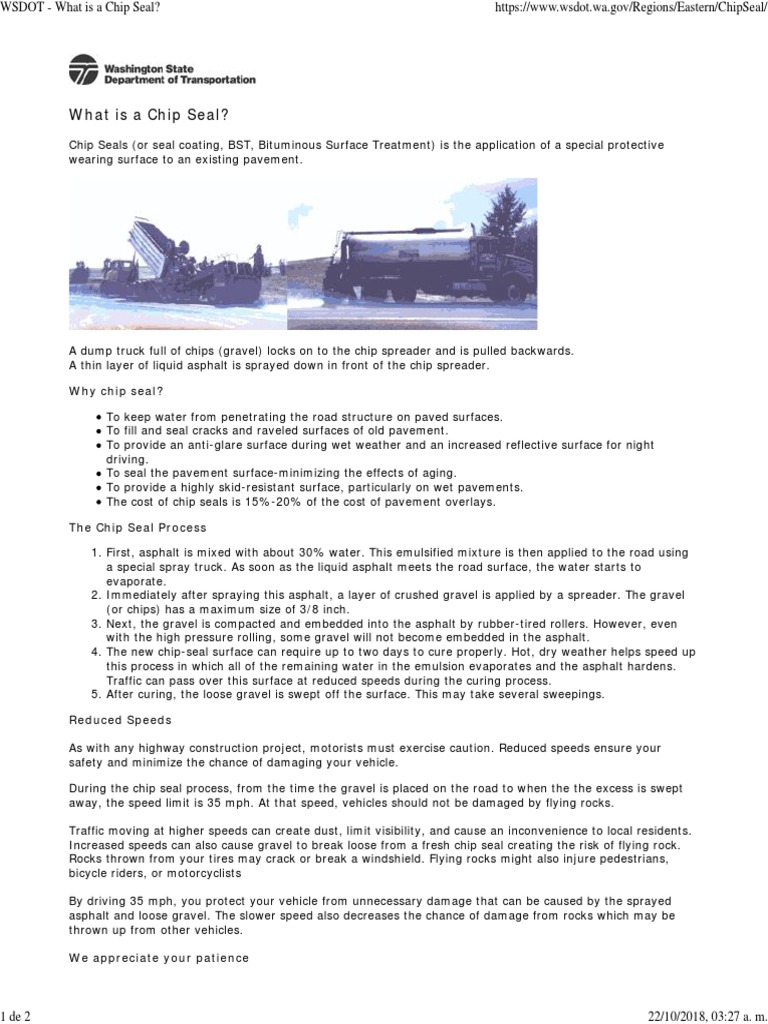 What Is A Chip Seal? | PDF | Road Surface | Transport
