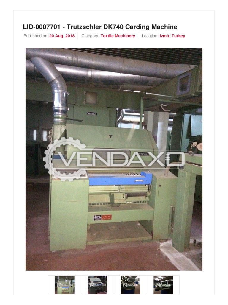 Vendaxo - Trutzschler DK740 Carding Machine | PDF