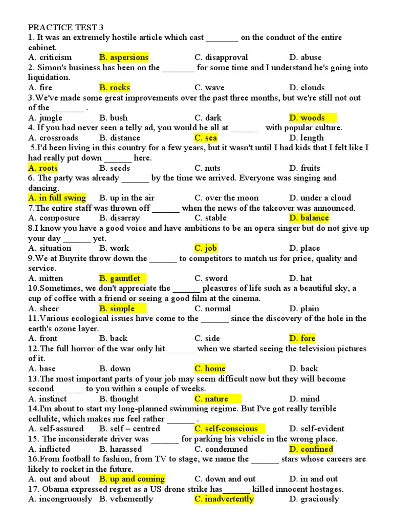 Practice Test 3 | PDF