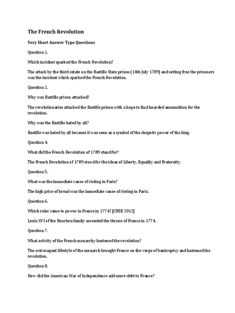 Key Questions on the French Revolution | PDF | French Revolution | Slavery