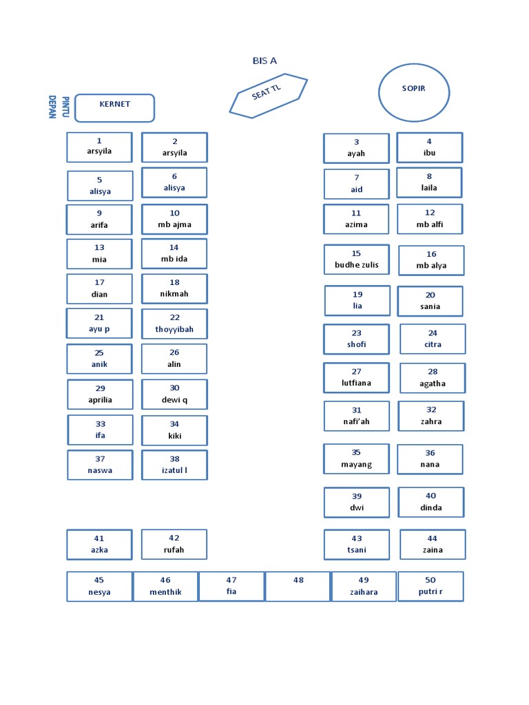 Denah Kursi Bis Wali 9 | PDF