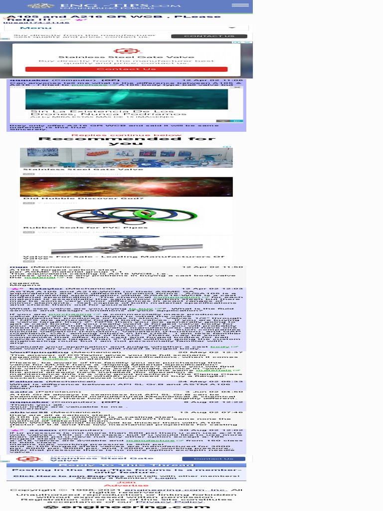 A105 and A216 GR WCB | PDF | Valve | Pipe (Fluid Conveyance)