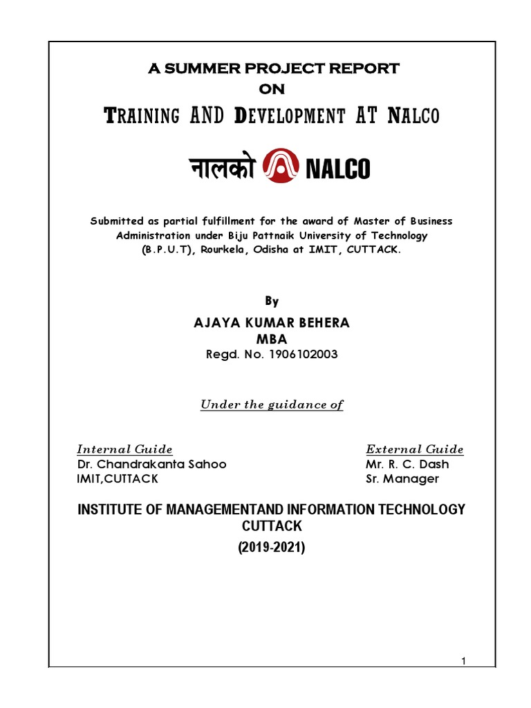 Report of Nalco | PDF | Human Resource Management | Needs Assessment