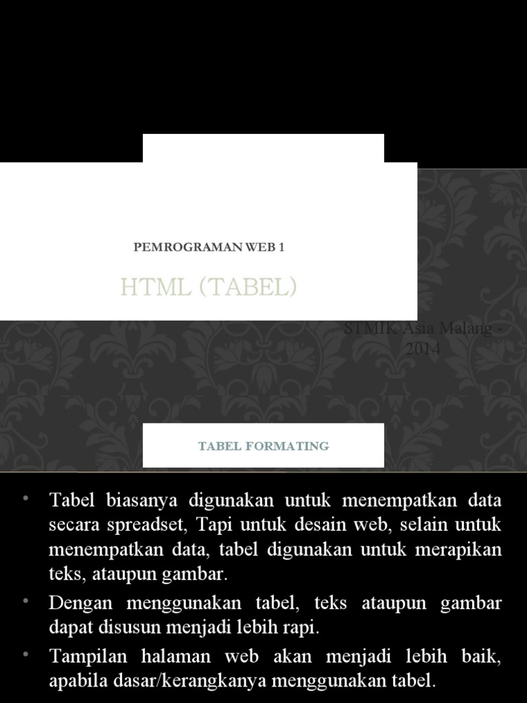 Panduan Membuat Tabel di Web | PDF