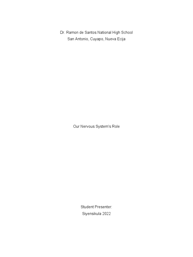 DR Ramon de Santos NHS - Siyensikula - Nervous System SCRIPT | PDF ...