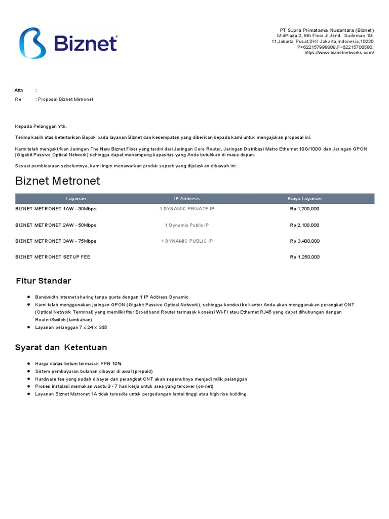 Metronet Kak Ullah | PDF