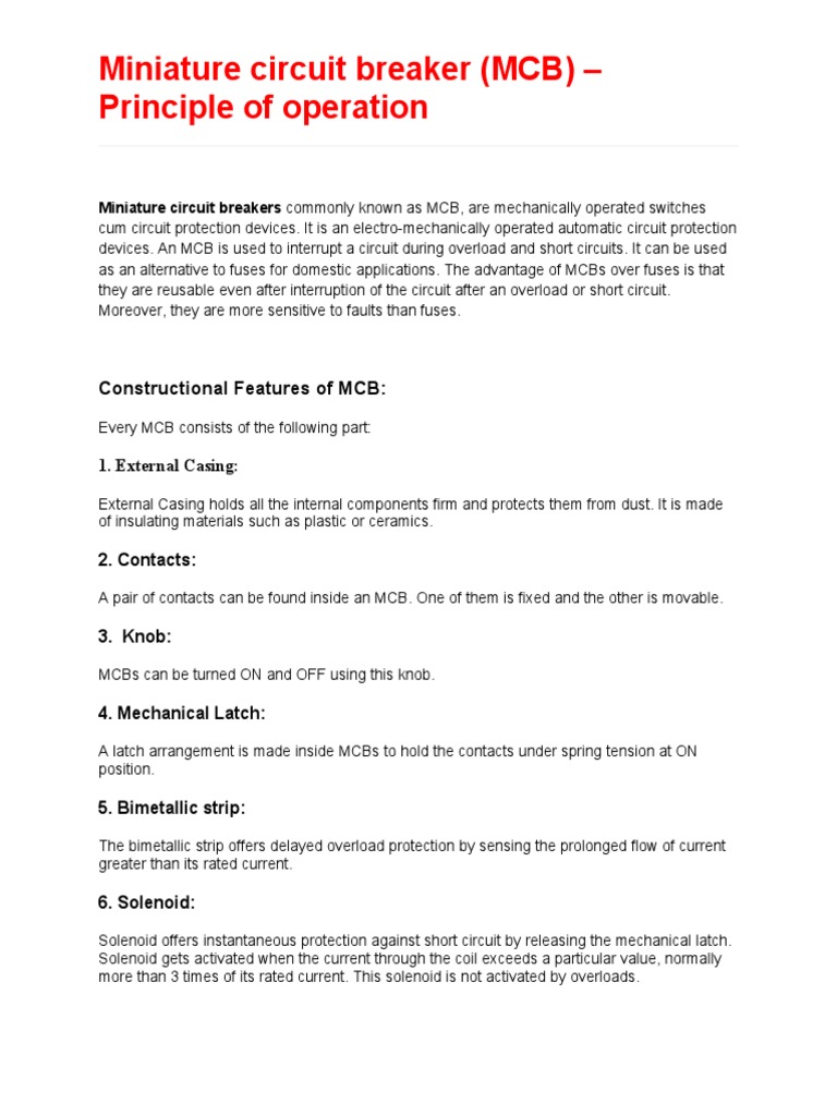Miniature Circuit Breakers Seminar Notes | PDF | Fuse (Electrical ...