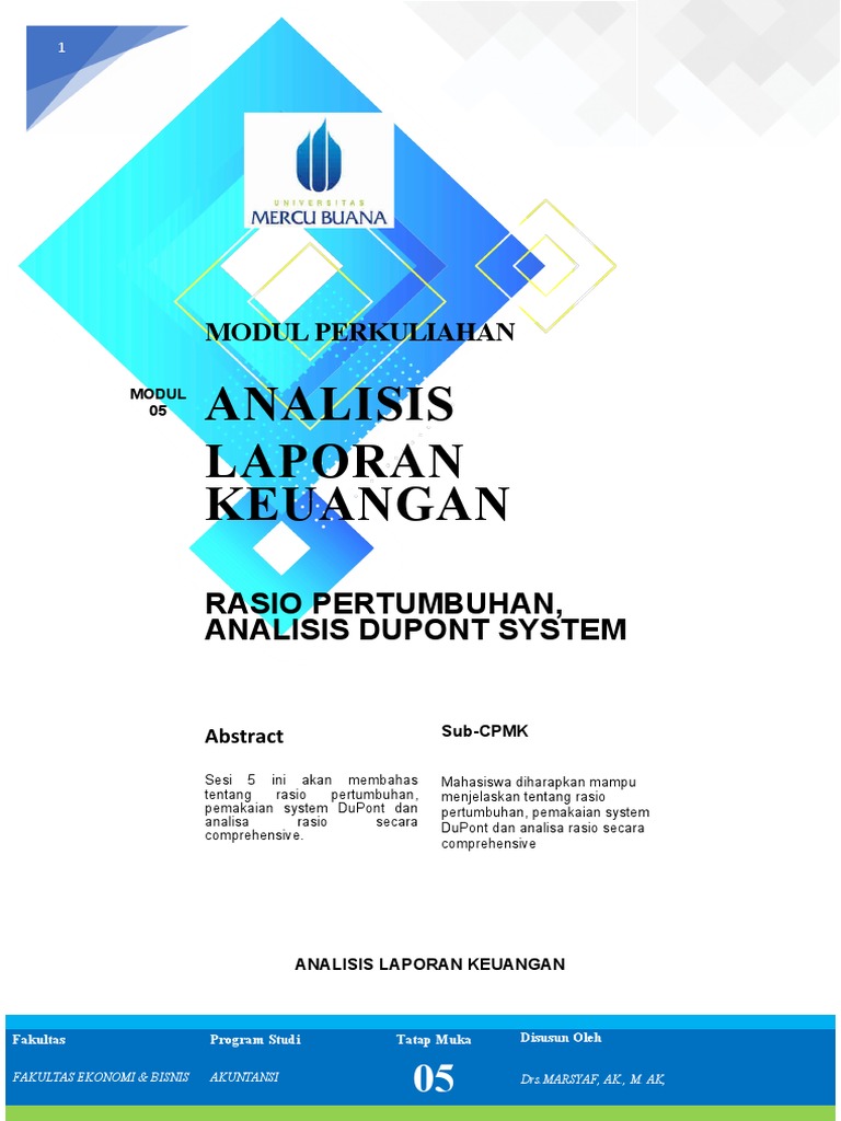 Modul 05 Rasio Pertumbuhan, Analisis Dupont System | PDF