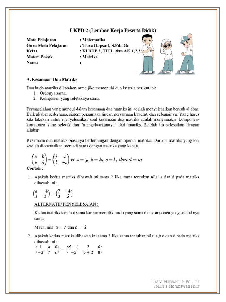 LKPD Matriks 3 | PDF