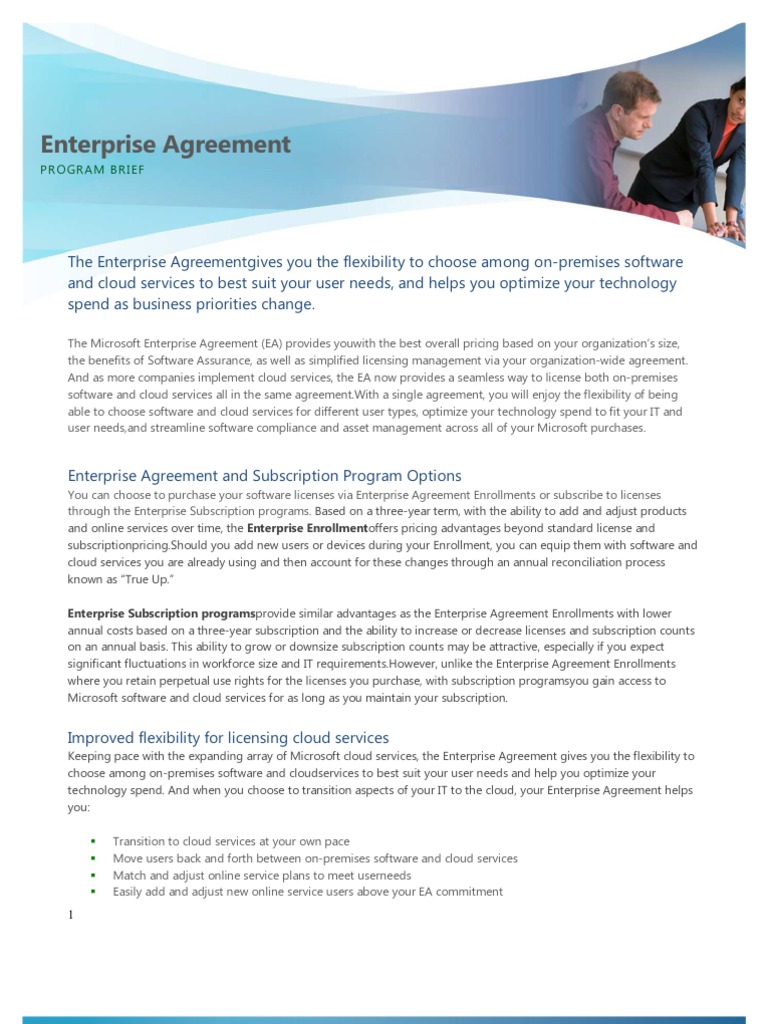 Enterprise Agreement Program Brief | PDF | Cloud Computing | Microsoft