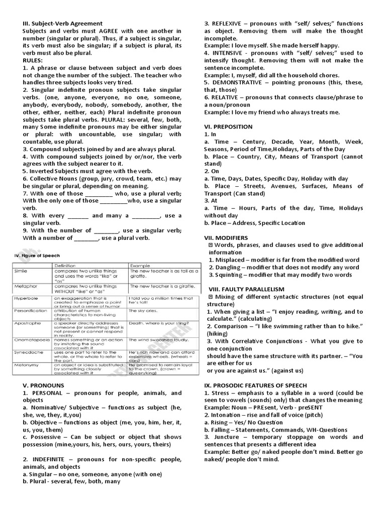 III. Subject-Verb Agreement | PDF | Grammatical Number | Plural
